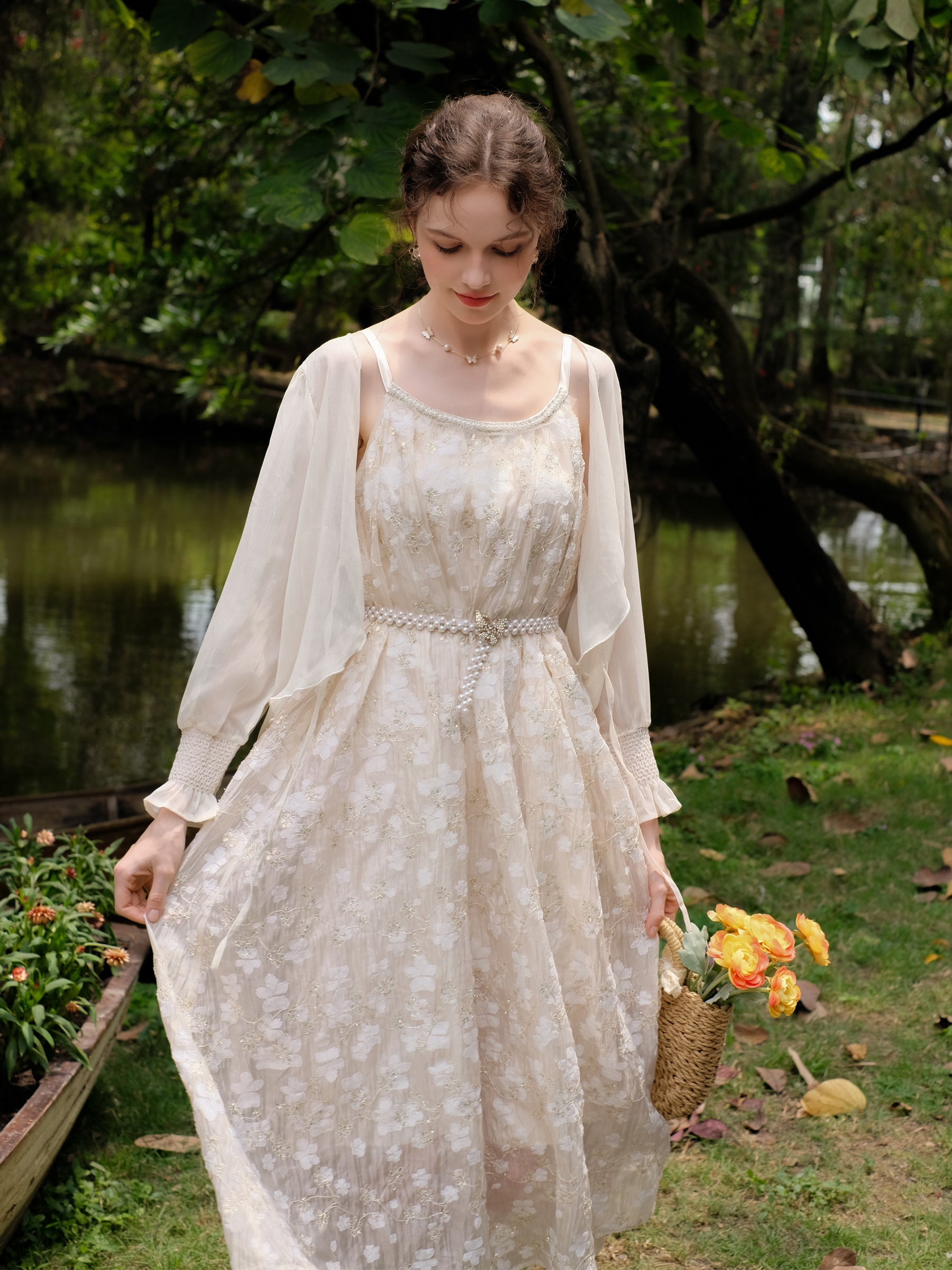 Fairycore Beaded Dress / Chiffon Cardigan– The Cottagecore