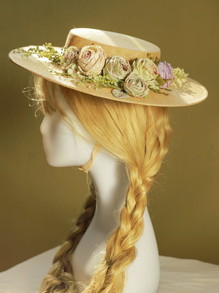 Victorian Straw Flat Sun Hat– The Cottagecore