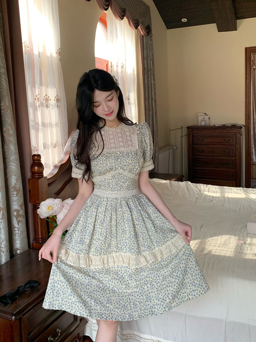 Romantic Lace Trim Floral Dress– The Cottagecore