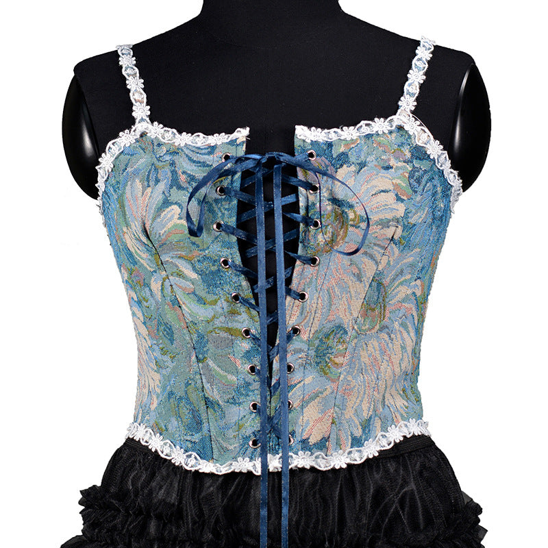 Vintage Jacquard Lace Up Vest– The Cottagecore