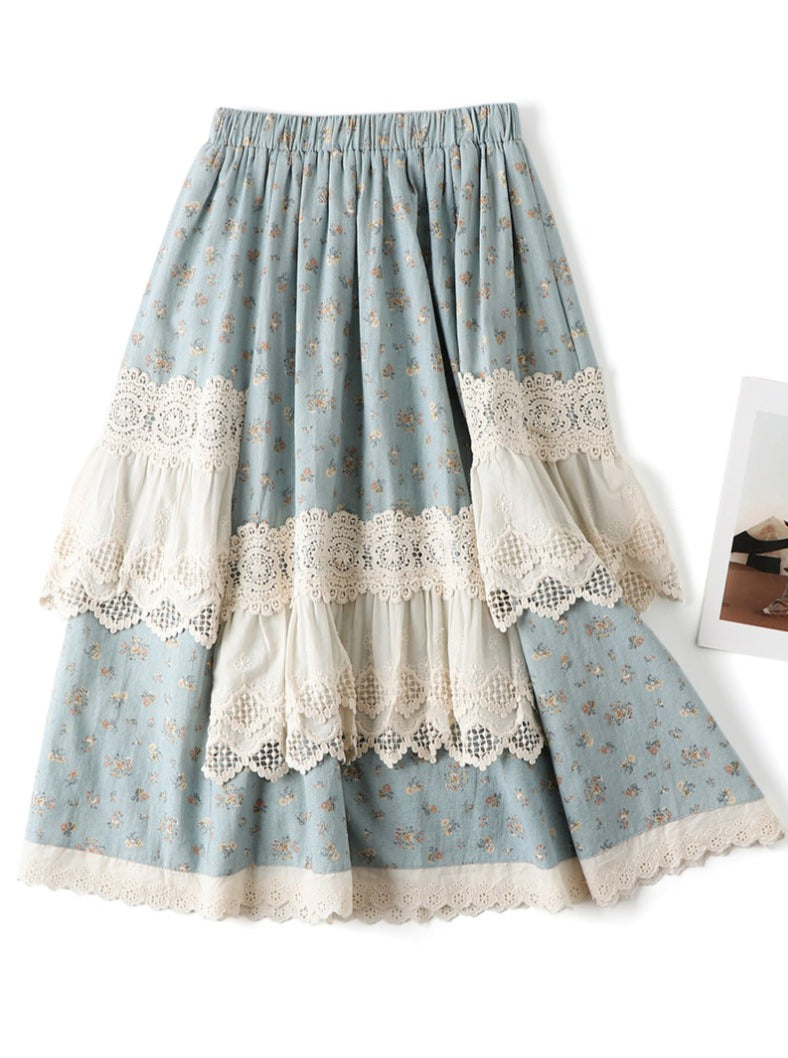 Cute Lace Trim Floral Skirt– The Cottagecore