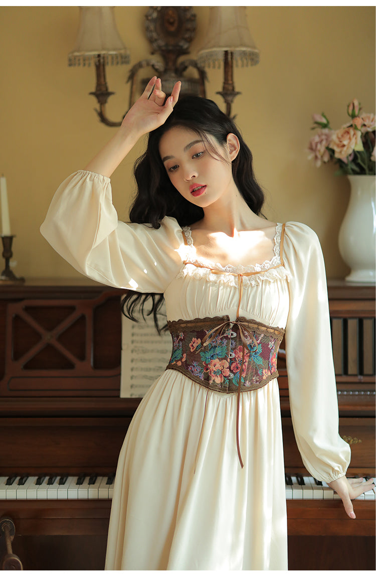 Royalcore Painting Boned Corset + Lace Neck Dress– The Cottagecore