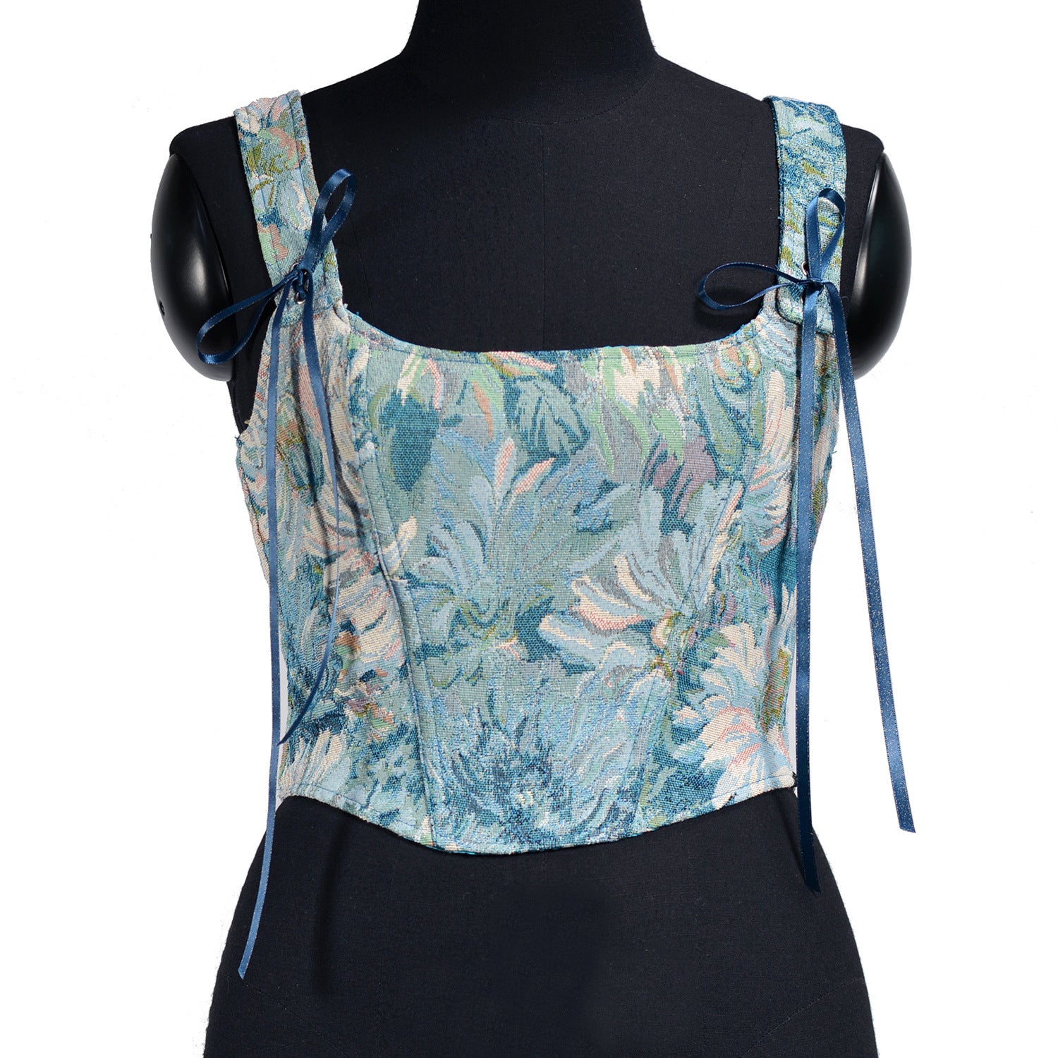 Retro Lace Up Jacquard Corset Bustier– The Cottagecore