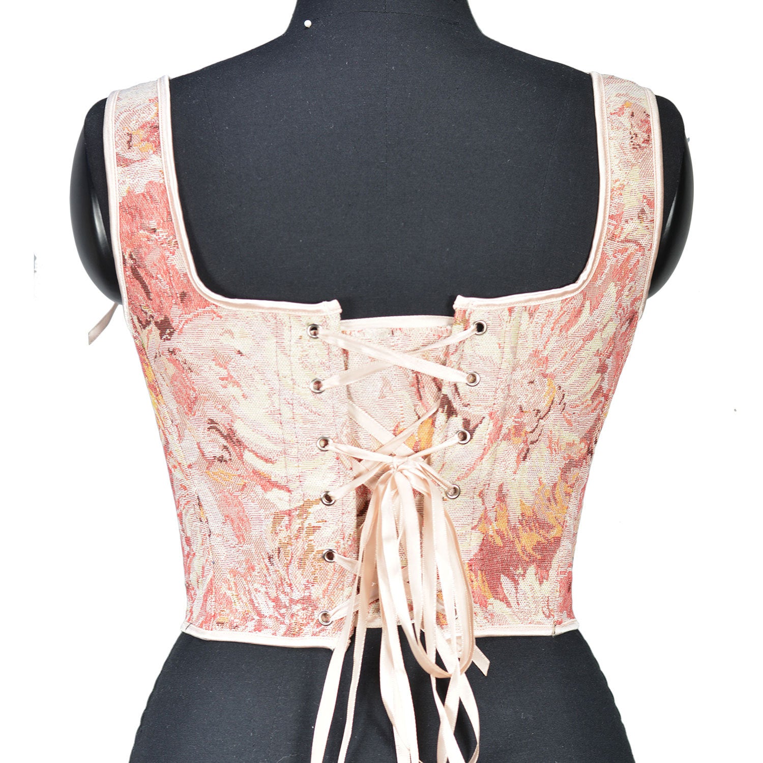 Retro Boned Jacquard Lace Up Vest– The Cottagecore