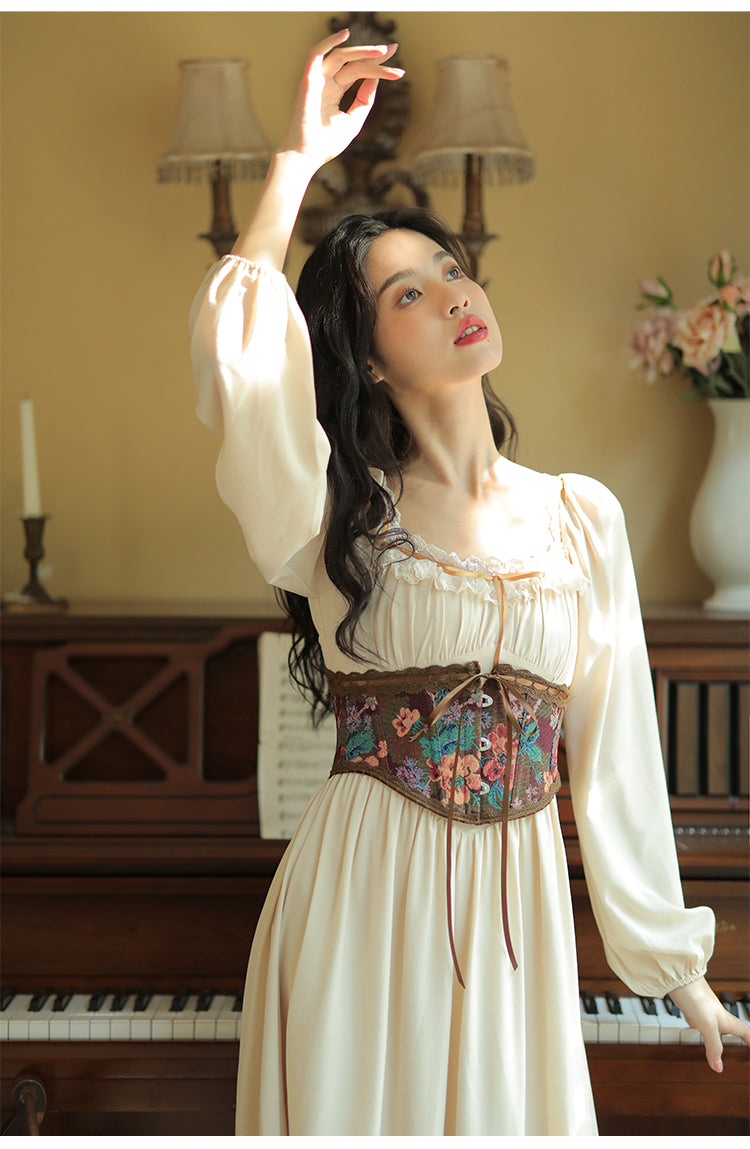 Royalcore Painting Boned Corset + Lace Neck Dress– The Cottagecore