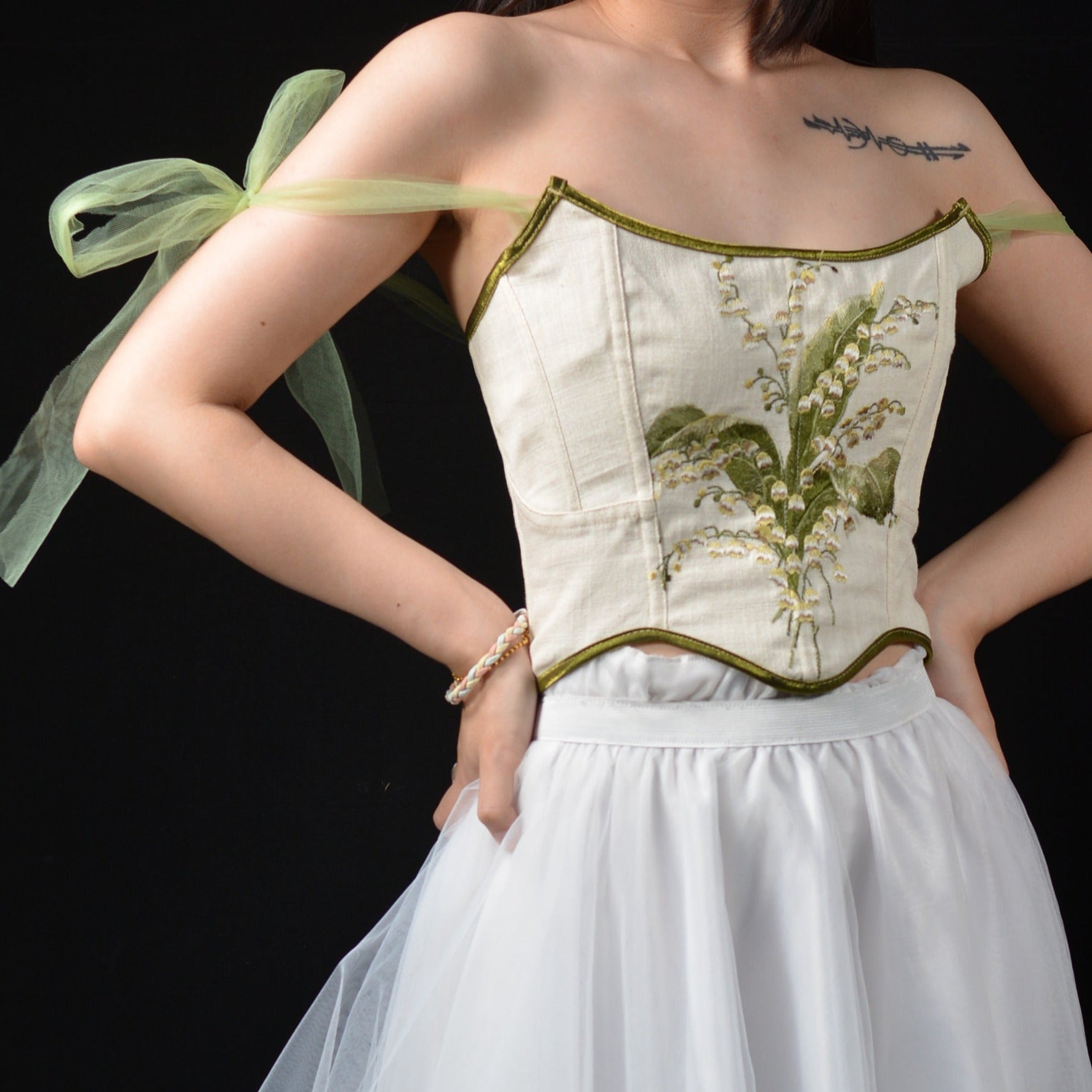 Tulle Straps Lily Of The Valley Boned Bustier– The Cottagecore