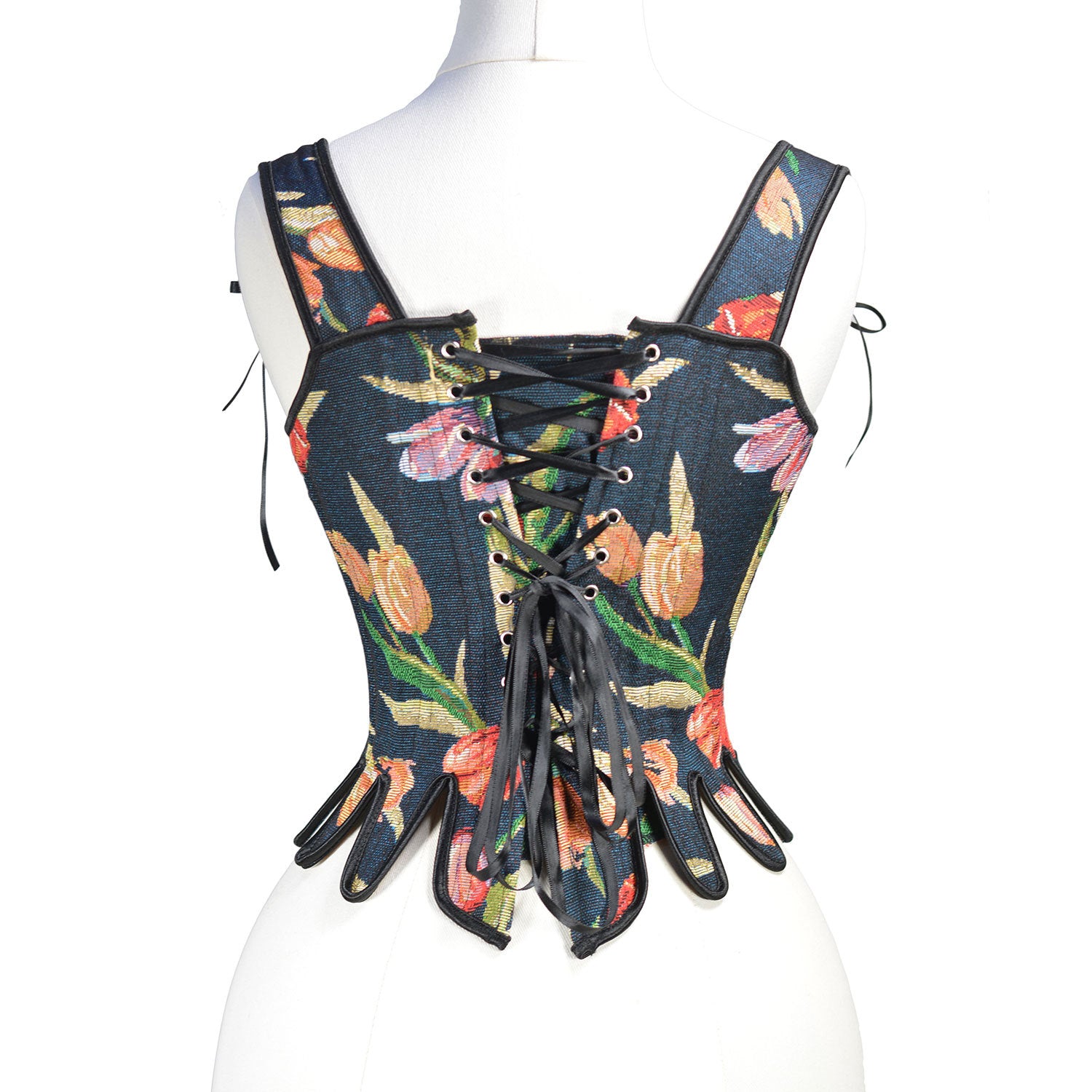 Tulip Jacquard Boned Lace Up Bustier– The Cottagecore