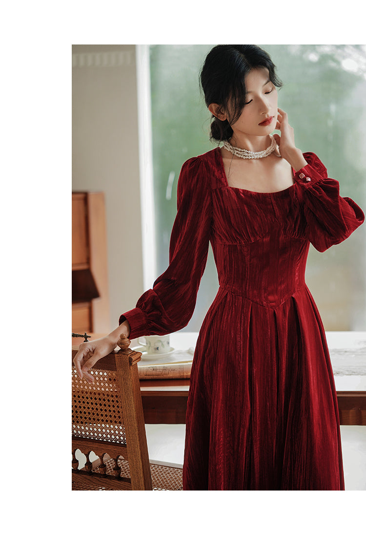 Red Vintage Velvet Dress– The Cottagecore