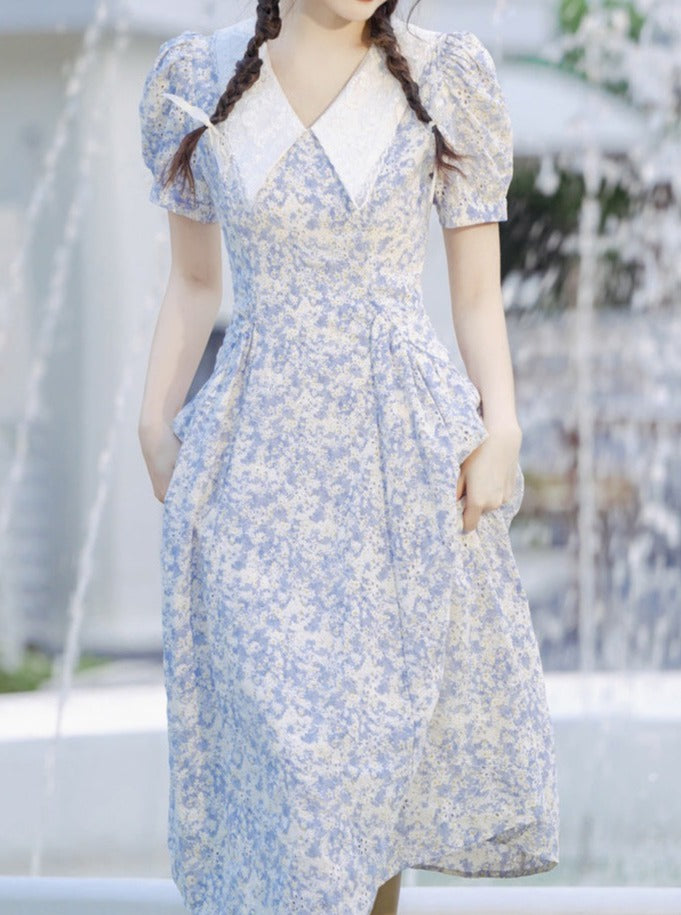 Vintage Puffy Sleeve Floral Print Dress– The Cottagecore