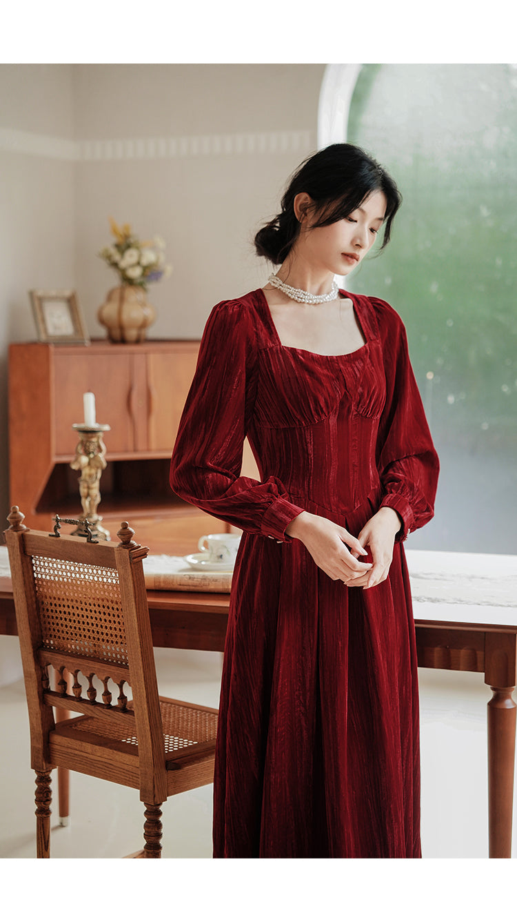 Red Vintage Velvet Dress– The Cottagecore