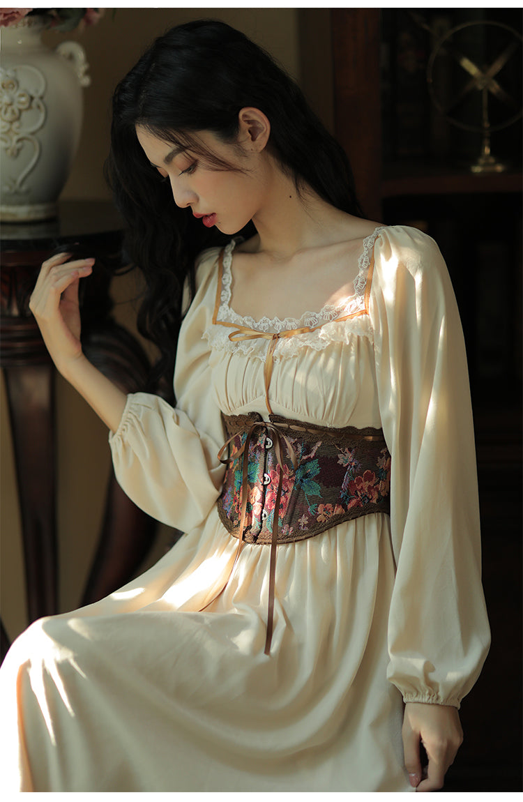 Royalcore Painting Boned Corset + Lace Neck Dress– The Cottagecore