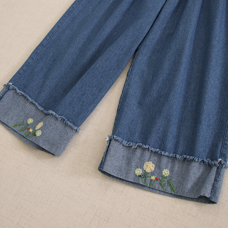 Cute Embroidered Hem Jeans– The Cottagecore