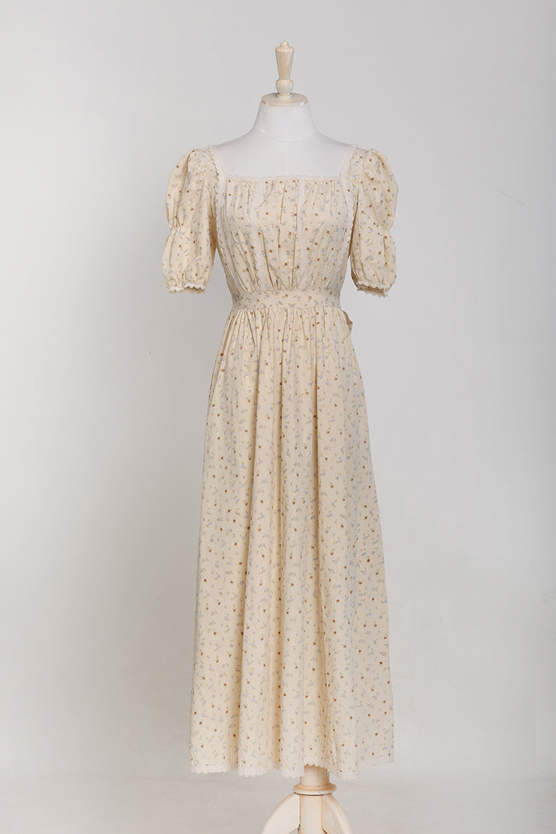 Puffy Sleeve Square Neckline Belt Prairie Dress– The Cottagecore