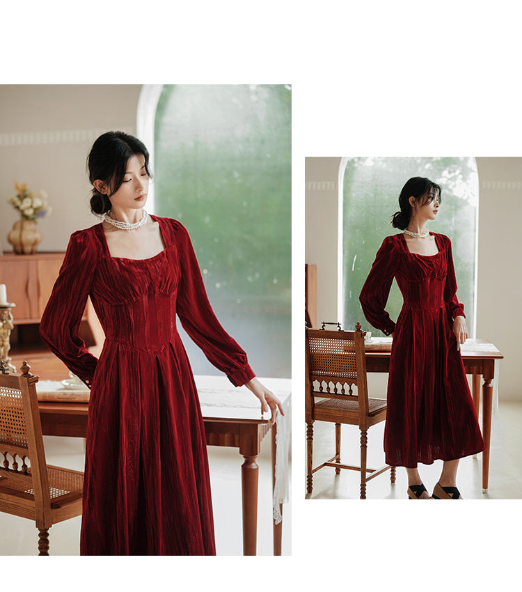 Red Vintage Velvet Dress– The Cottagecore