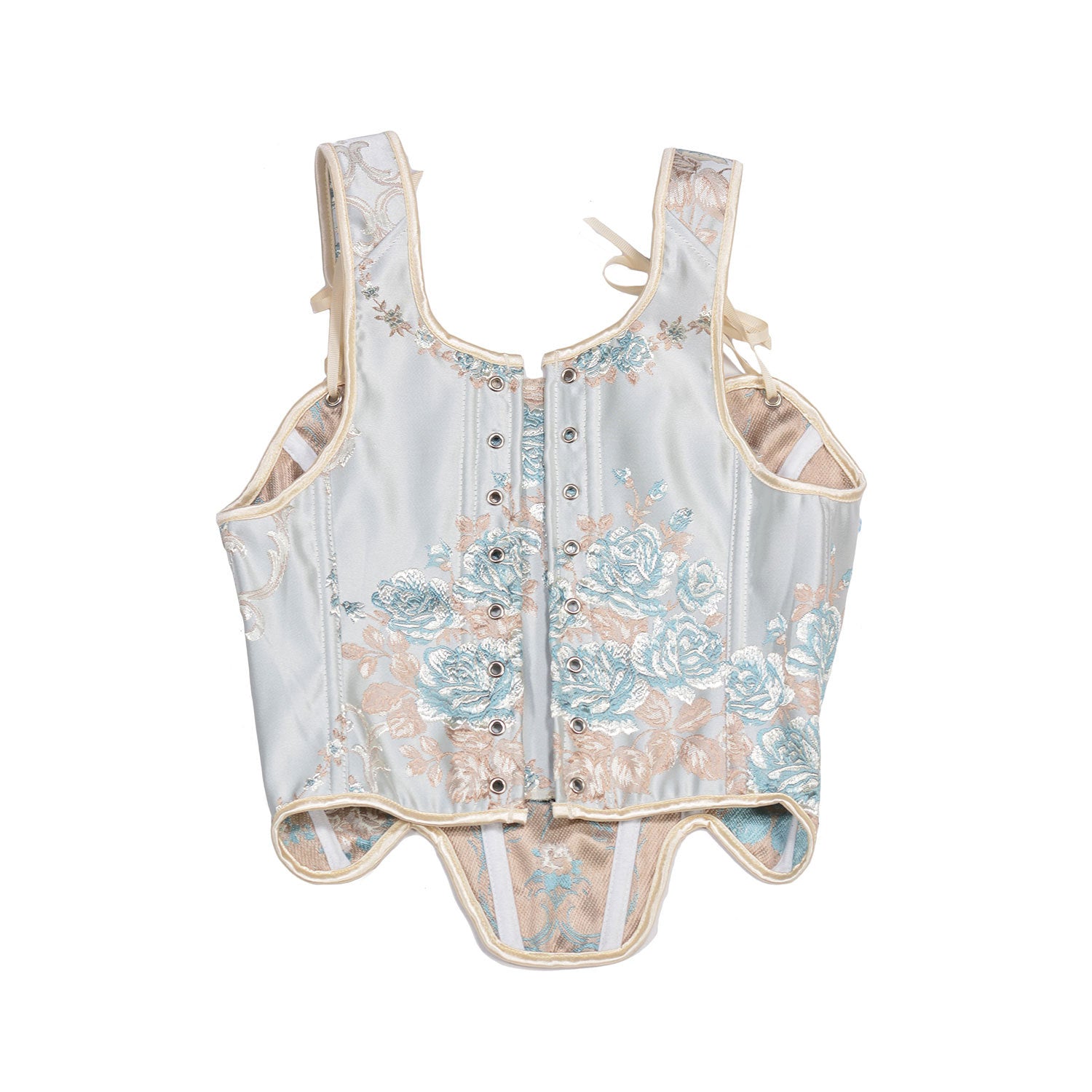 Delicate Satin Embroidered Lace Up Bustier– The Cottagecore