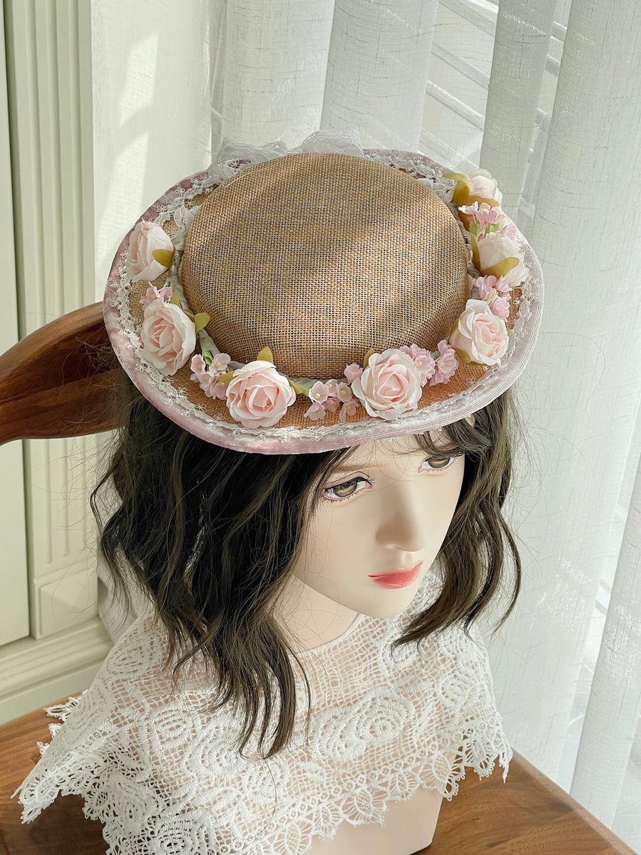 Vintage Flower Velvet Flat Hat– The Cottagecore