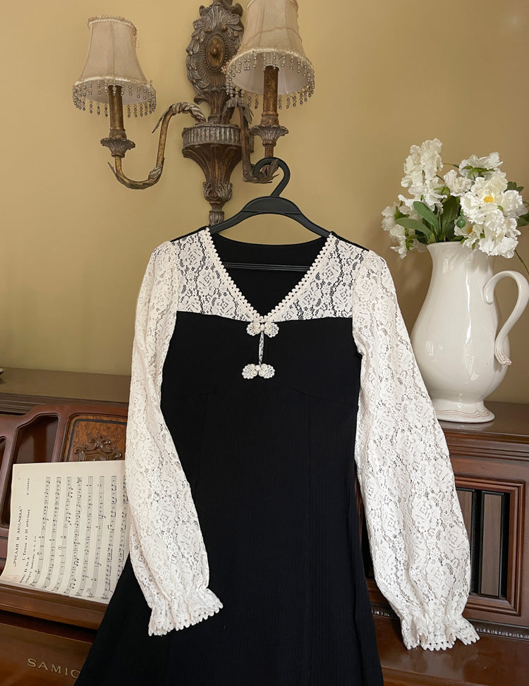Elegant Lace Patchwork Dress– The Cottagecore