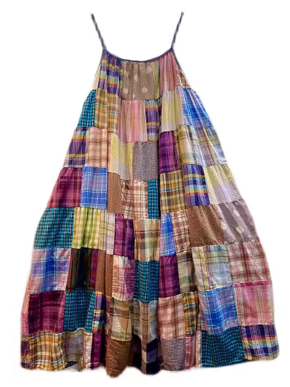 Plaid Patchwork Slip Dress– The Cottagecore