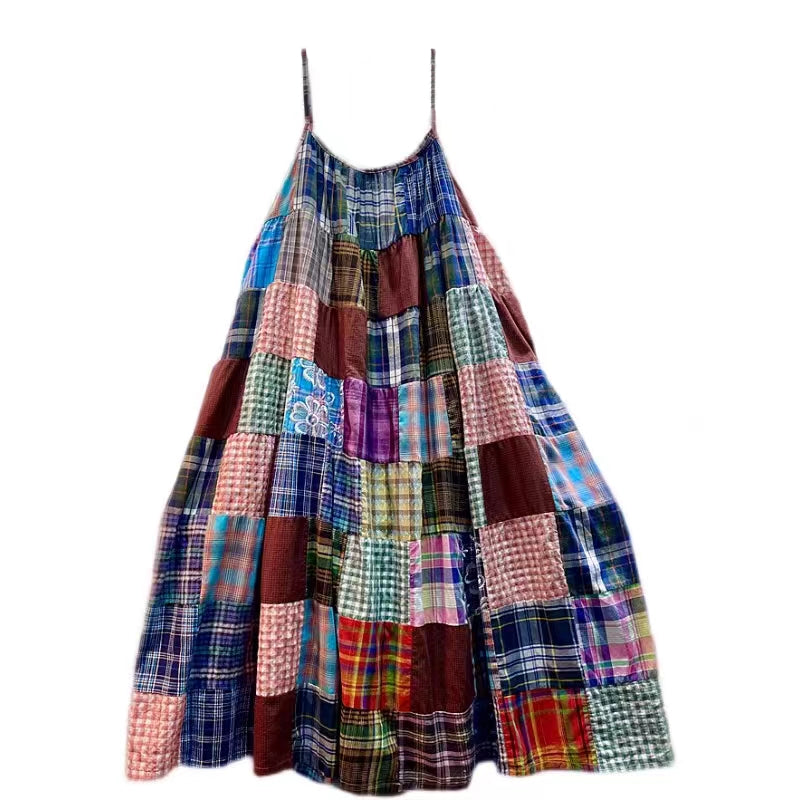 Plaid Patchwork Slip Dress– The Cottagecore