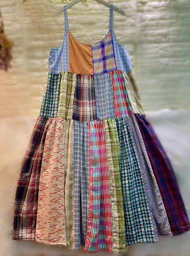 Plaid Patchwork Slip Dress– The Cottagecore