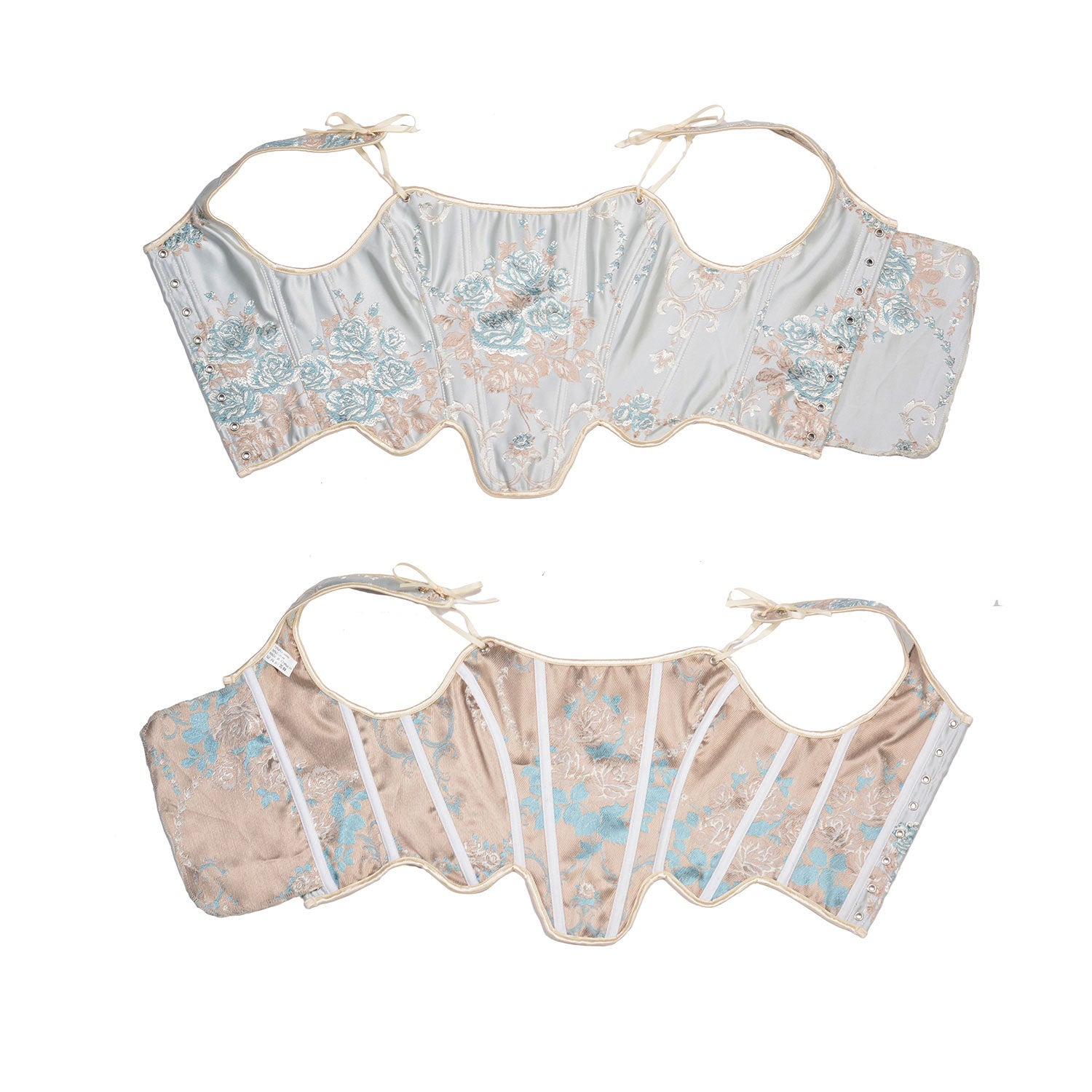 Delicate Satin Embroidered Lace Up Bustier– The Cottagecore