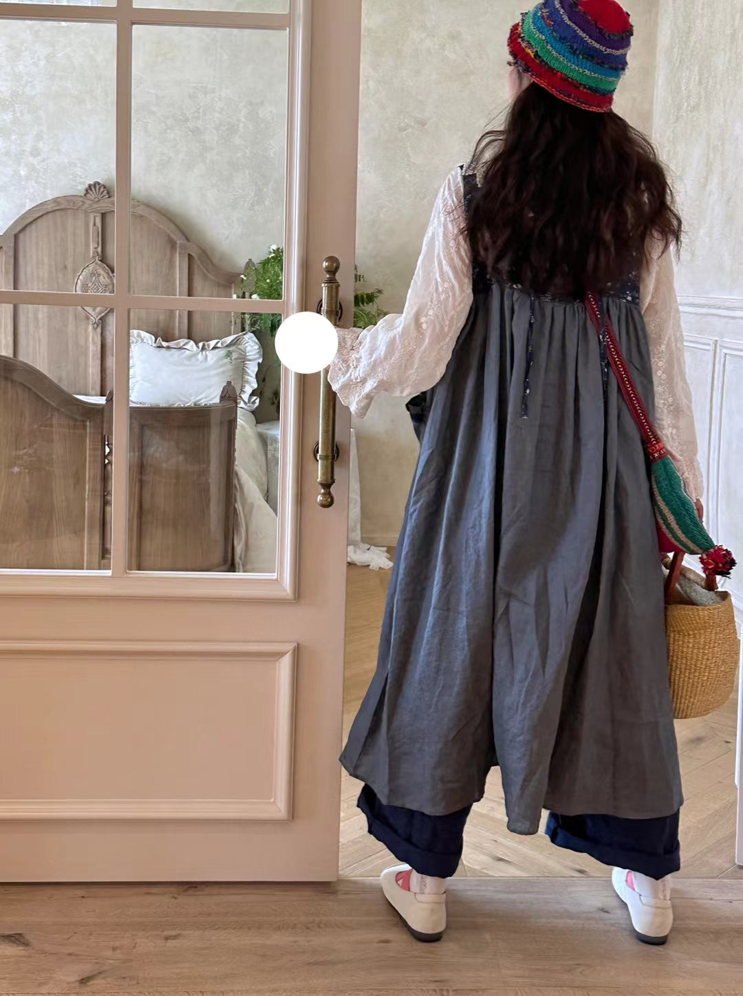 Cute Linen Overall Dress– The Cottagecore