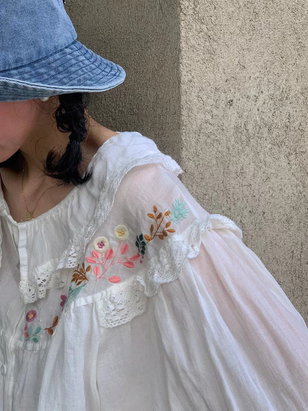 Forestcore Embroidered Linen Blouse– The Cottagecore