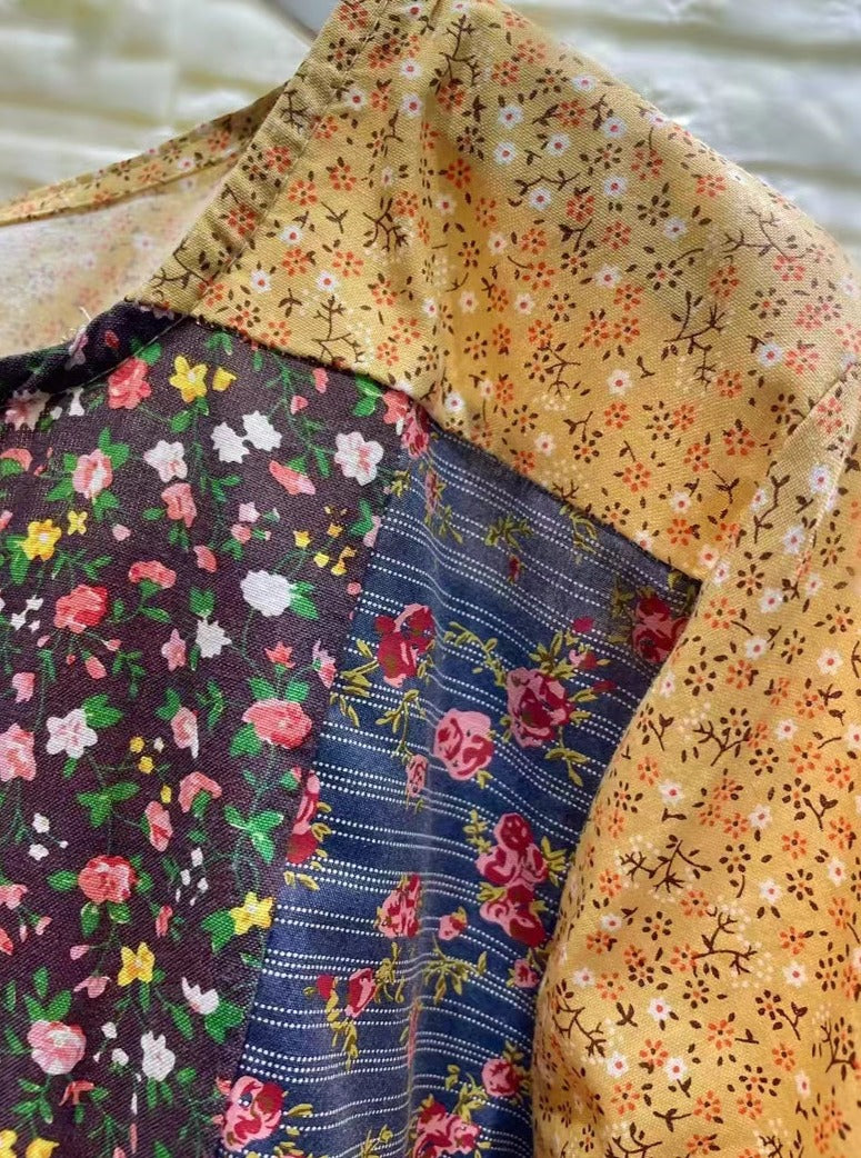 Short Sleeved Floral Print Patchwork Dress– The Cottagecore