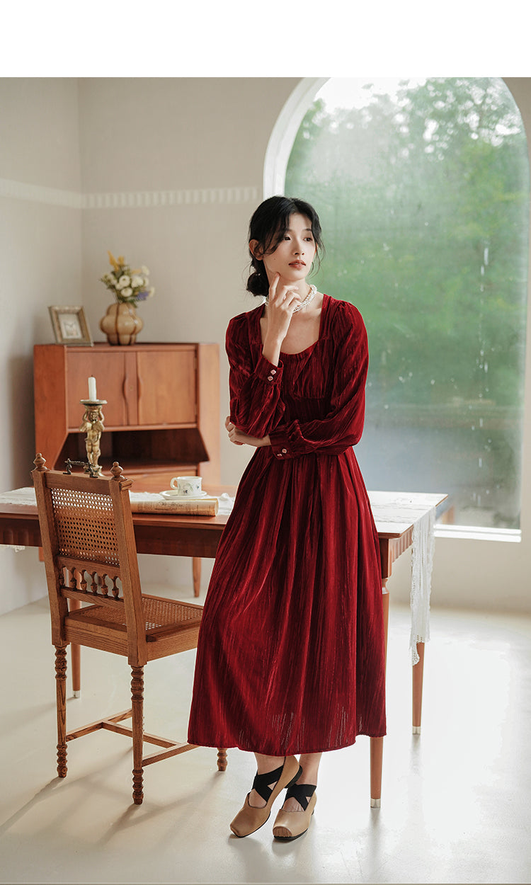 Red Vintage Velvet Dress– The Cottagecore