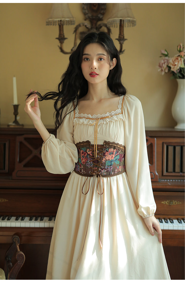 Royalcore Painting Boned Corset + Lace Neck Dress– The Cottagecore