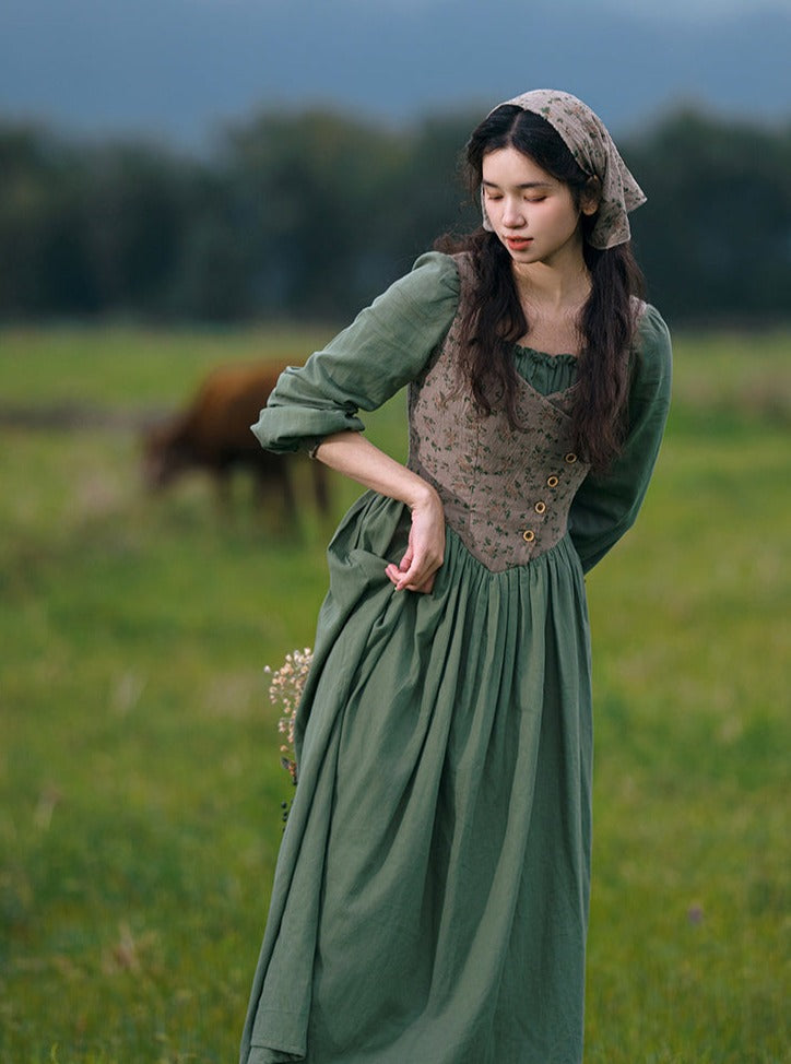 Prairie Vibe Countryside Dress (kerchief included)– The Cottagecore