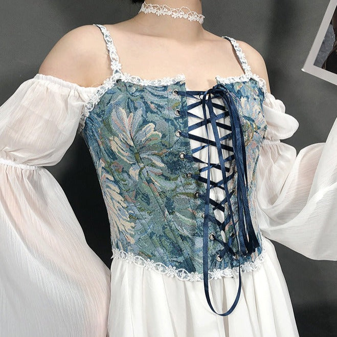 Vintage Jacquard Lace Up Vest– The Cottagecore