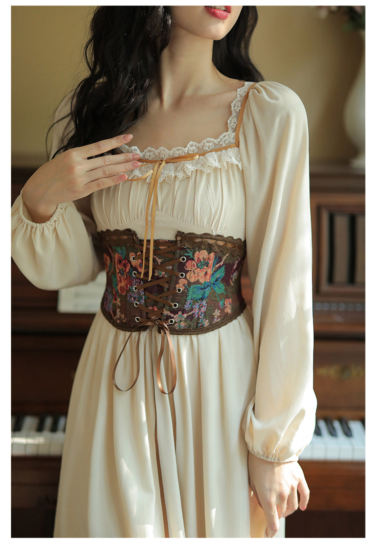 Royalcore Painting Boned Corset + Lace Neck Dress– The Cottagecore