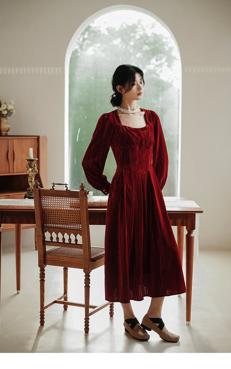 Red Vintage Velvet Dress– The Cottagecore