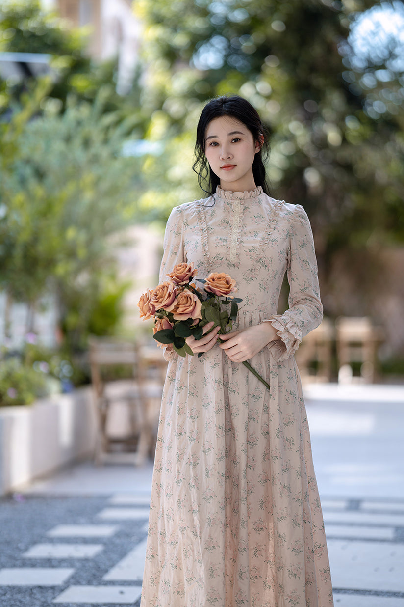 Frilled Collar Floral Antique Dress– The Cottagecore