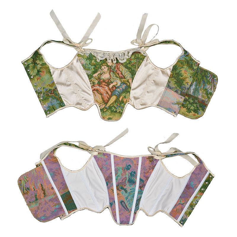 Lace Trim Lace Up Old Painting Corset– The Cottagecore