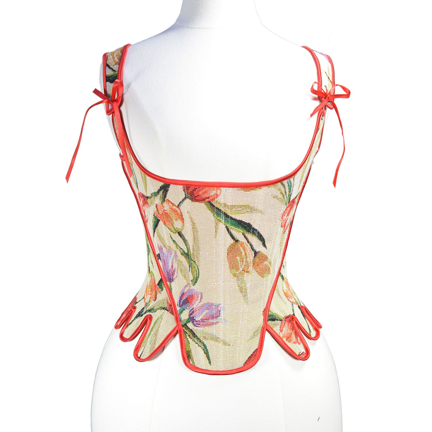 Tulip Jacquard Boned Lace Up Bustier– The Cottagecore