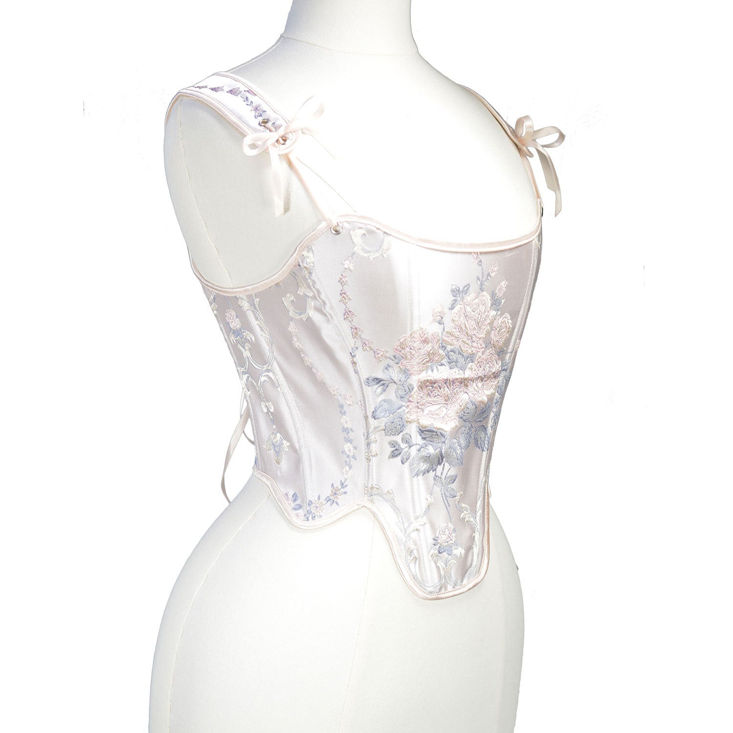 Delicate Satin Embroidered Lace Up Bustier– The Cottagecore