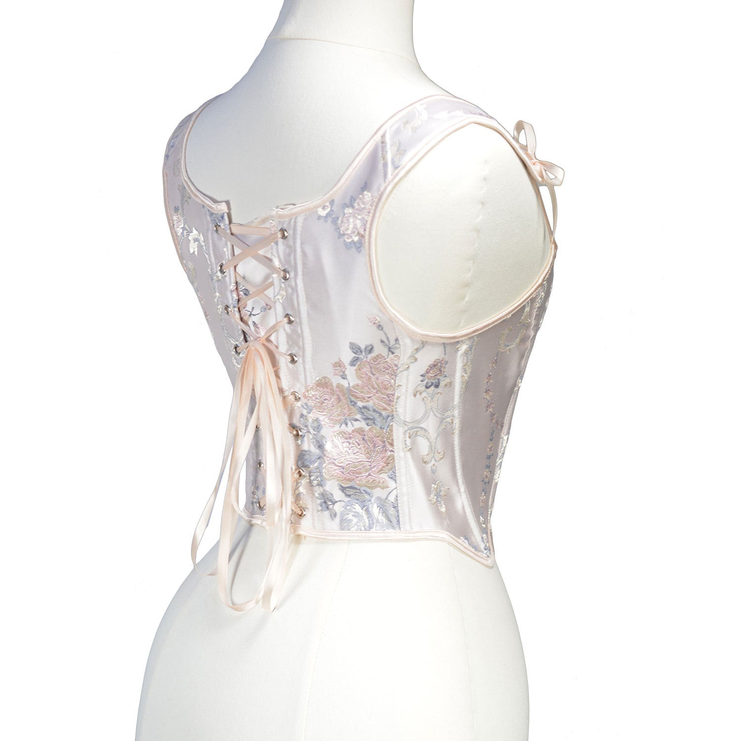Delicate Satin Embroidered Lace Up Bustier– The Cottagecore