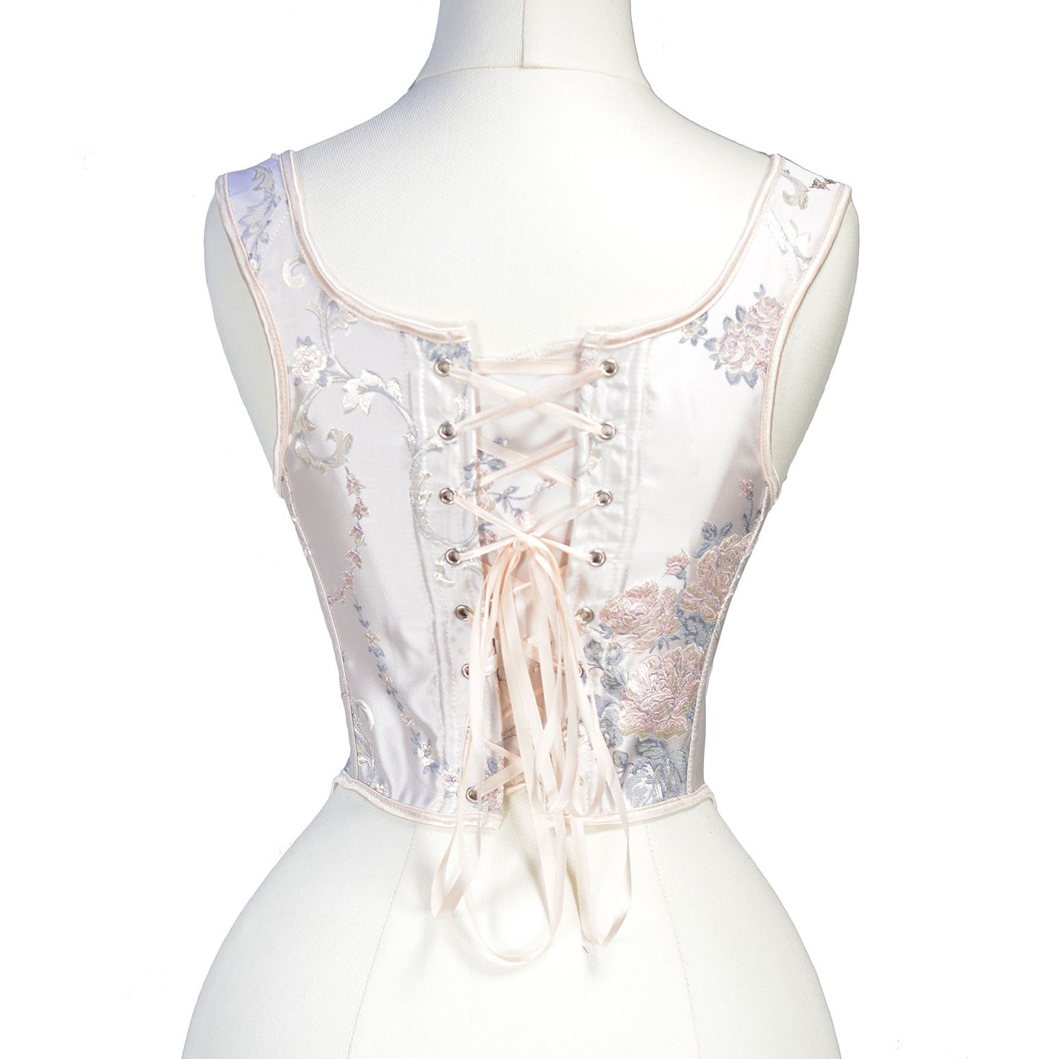 Delicate Satin Embroidered Lace Up Bustier– The Cottagecore