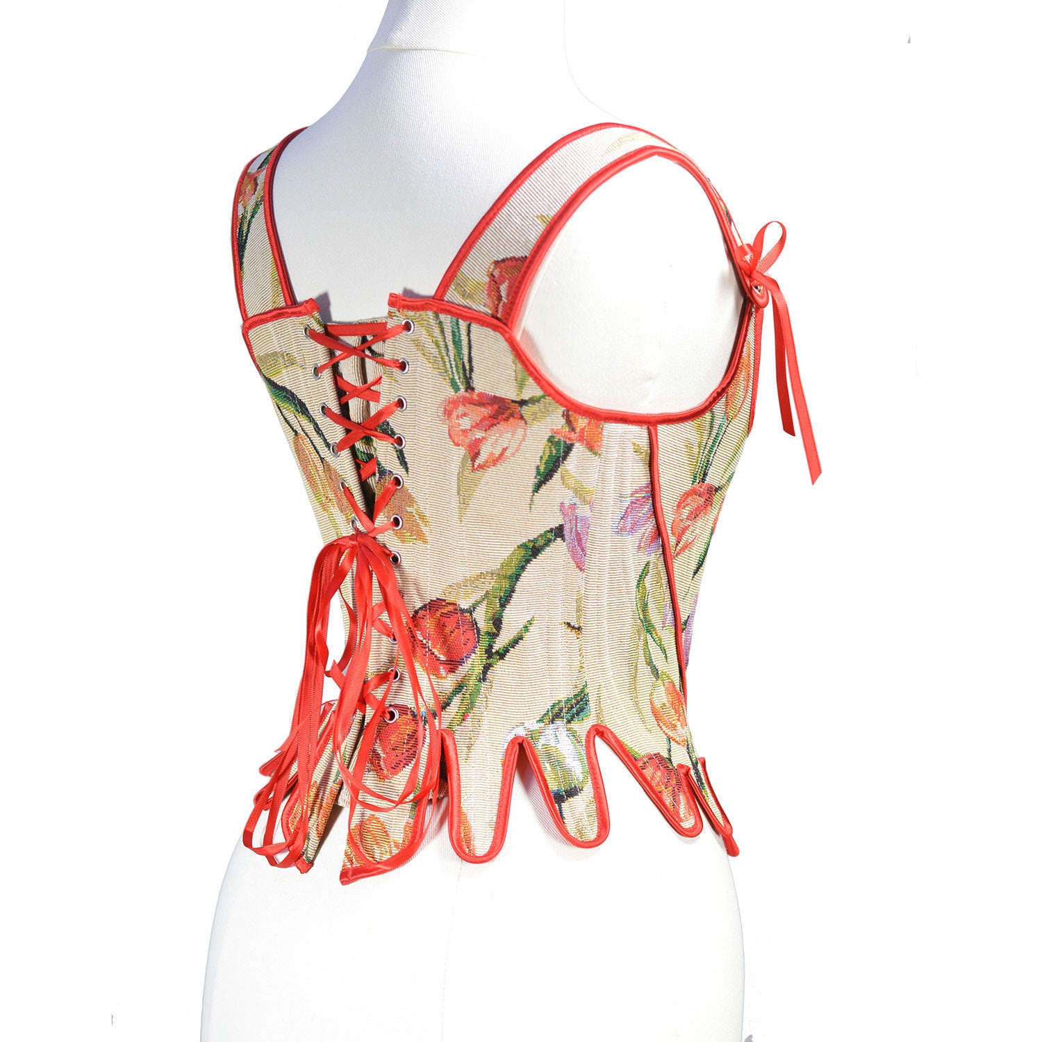 Tulip Jacquard Boned Lace Up Bustier– The Cottagecore