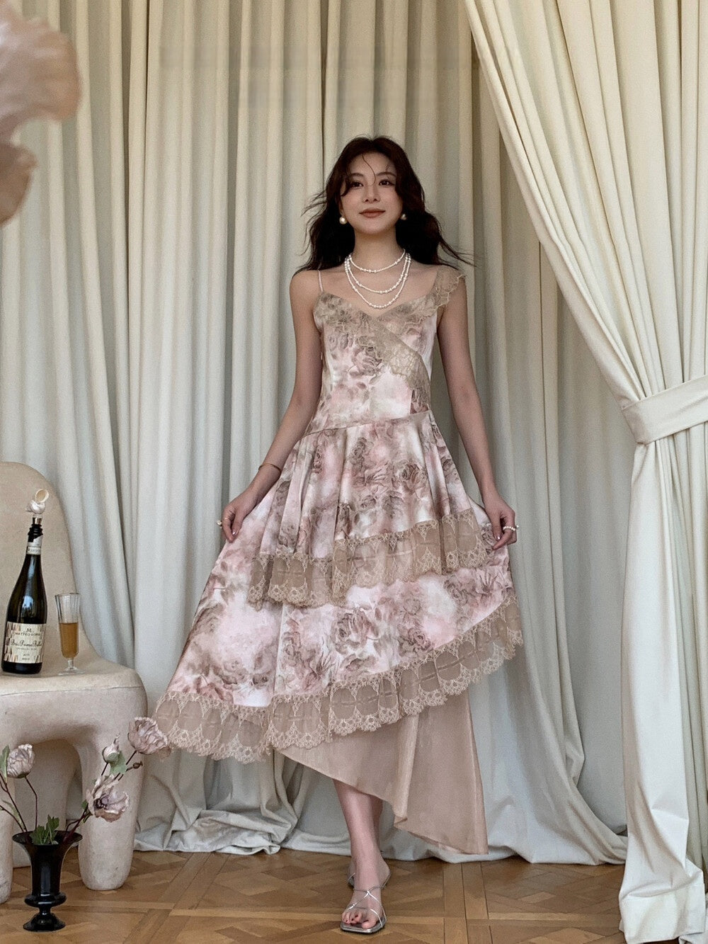 Elegant Layered Lace Trim Dress– The Cottagecore