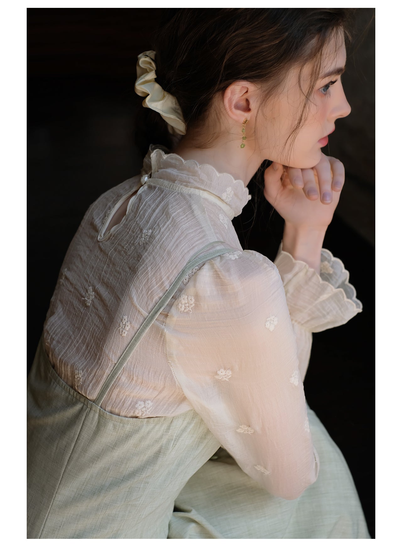Fairy Chiffon Top + Green Pinafore Dress– The Cottagecore