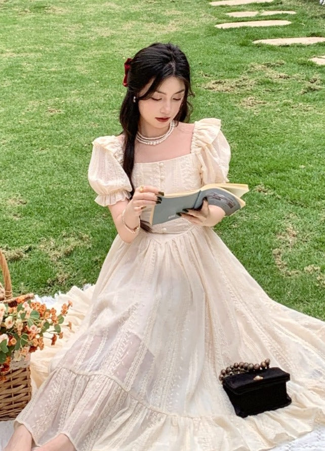 Retro Princess Puffy Sleeve Slim Waist Dress– The Cottagecore