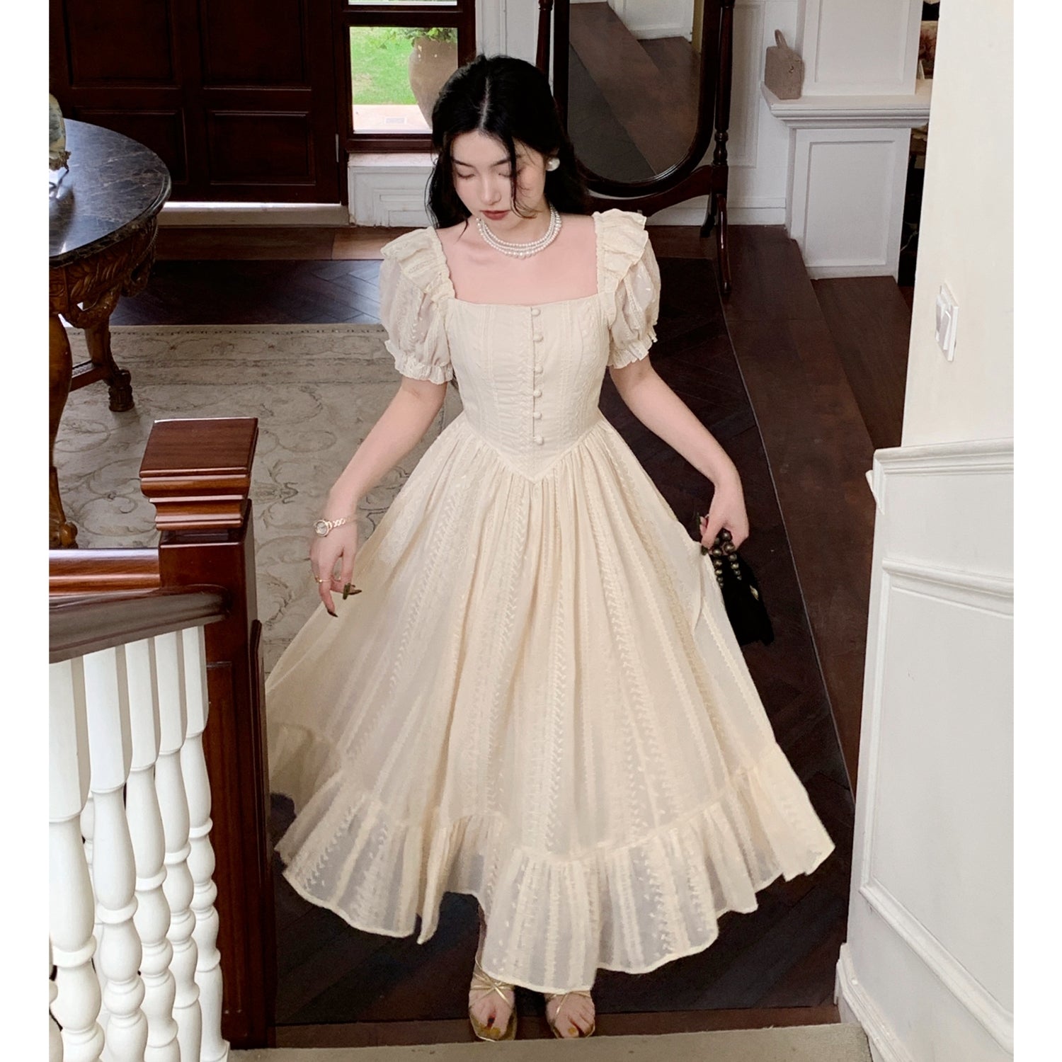 Retro Princess Puffy Sleeve Slim Waist Dress– The Cottagecore