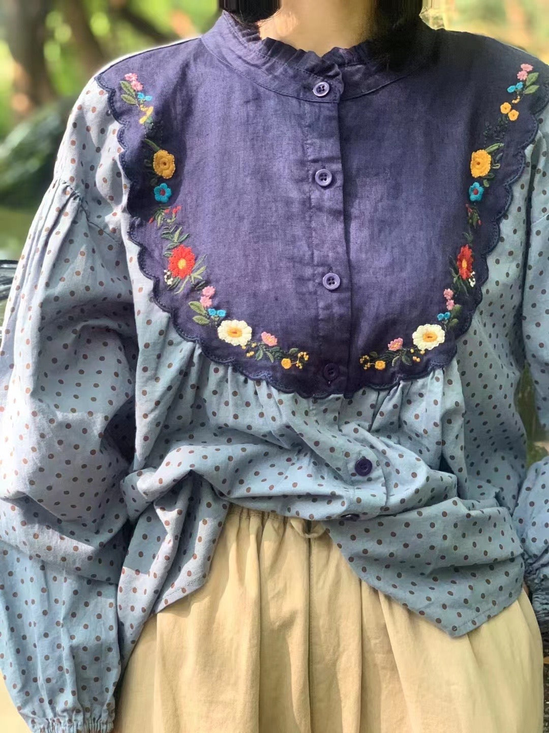 Morikei Floral Embroidered Linen Blouse– The Cottagecore