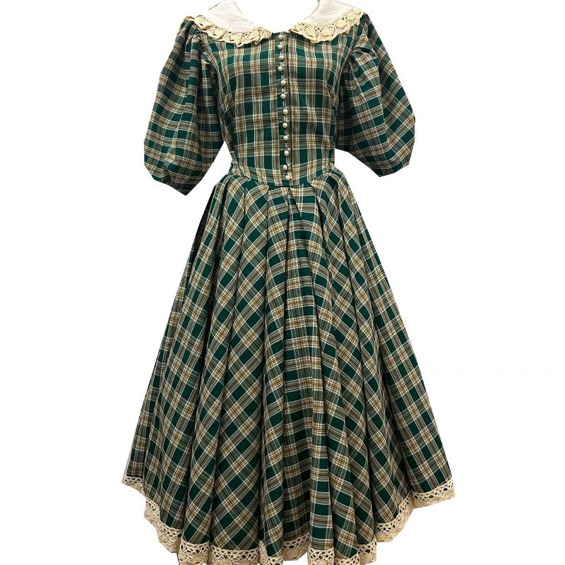 Classic Vintage Plaid Belted Dress– The Cottagecore