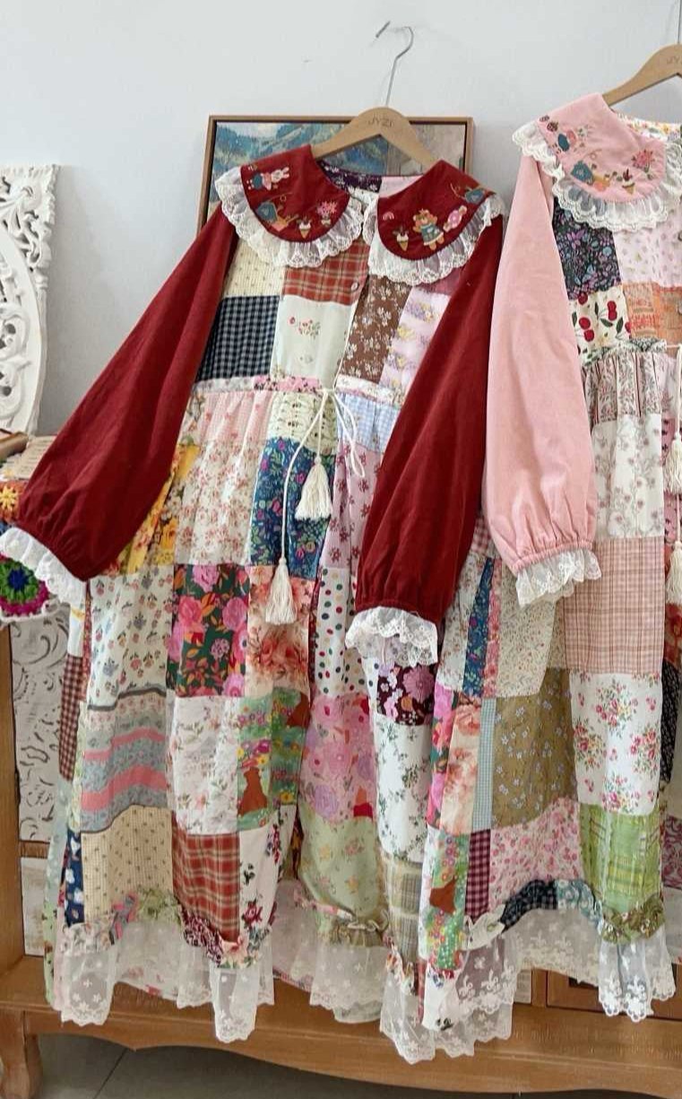 Fleece Lined Patchwork Dress– The Cottagecore