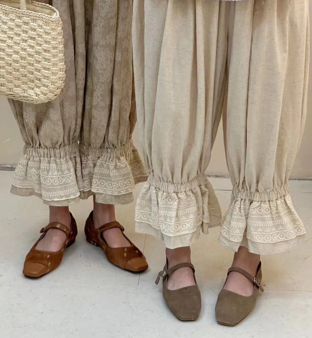 Linen Flared Lace Hem Bloomers– The Cottagecore