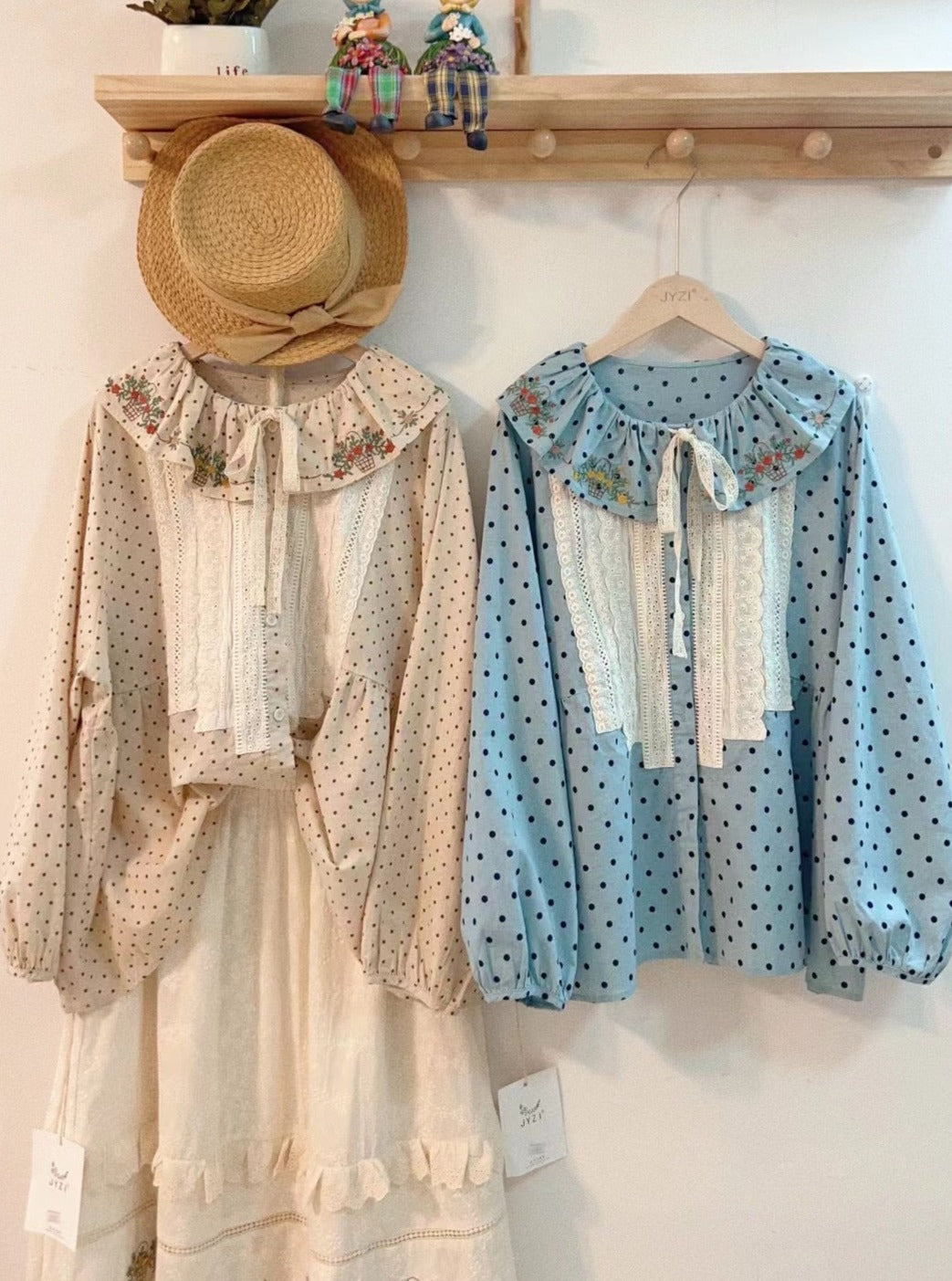 Cute Linen Dot Embroidered Blouse– The Cottagecore